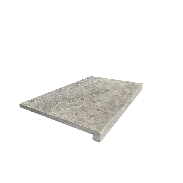 Silver Travertine Drop Face – Seamless, Durable Pool Coping